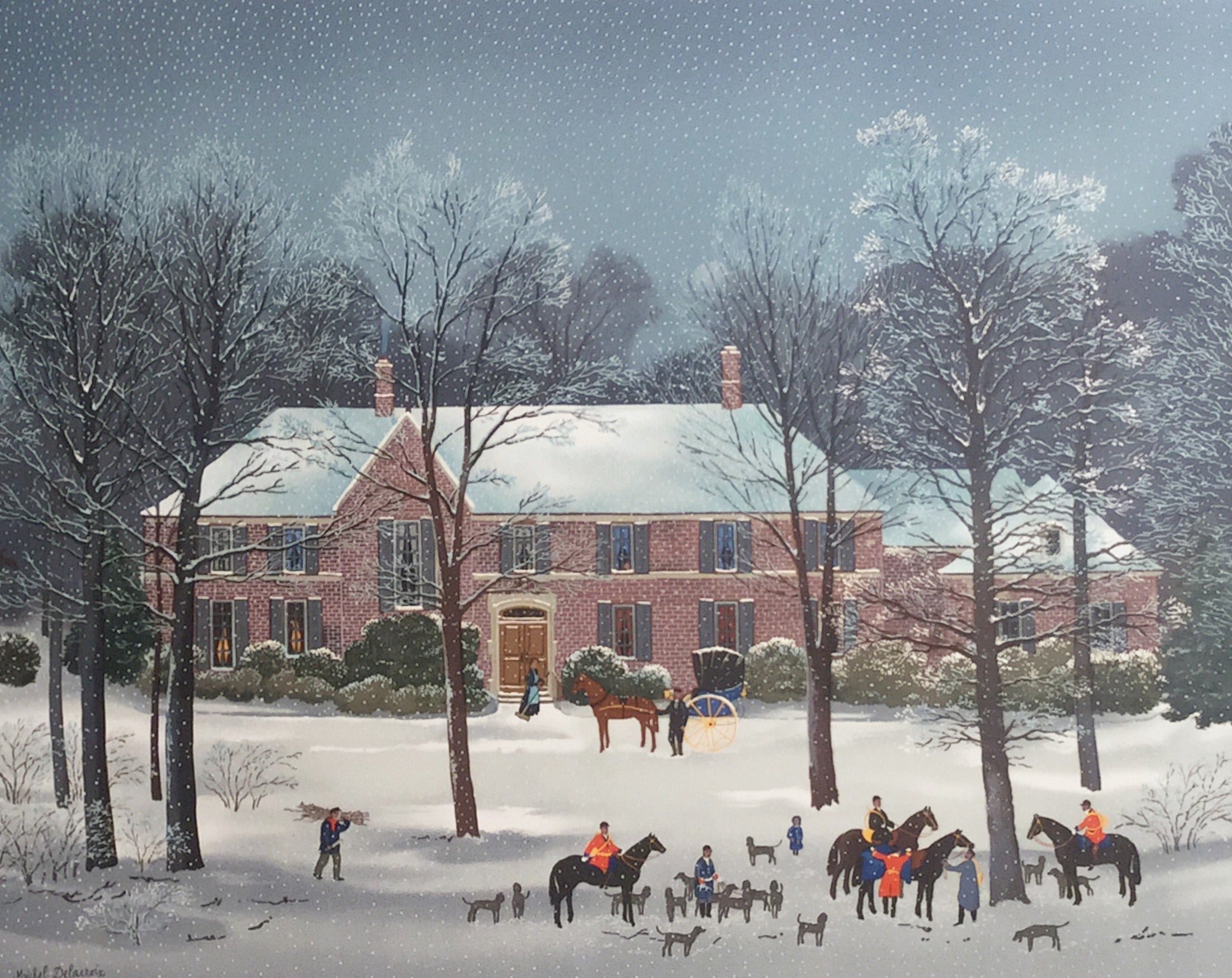 La Chasse d'Hiver by Artist Delacroix Michel for sale by Fine Art Publisher Lublin Graphics ...